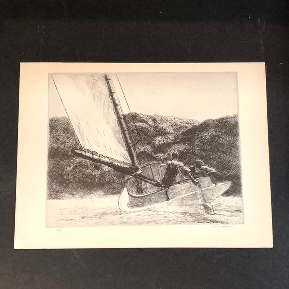 Vintage | Art | Edward Hopper The Cat Boat 93s Art Print Treasury ...